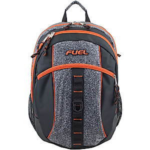 FUEL Sport Active Multi-Functional Ergonomic Backpack with Separate Tech Compartment (Gray Static Dots/Orange Trim)