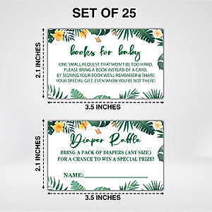 Woodland Baby Shower Set, 25 Invitation Cards With Envelopes (4" x 6") - 1 Diaper Raffle Self-Standing Sign With 25 Game Cards & 25 Book Request Cards - a05-2