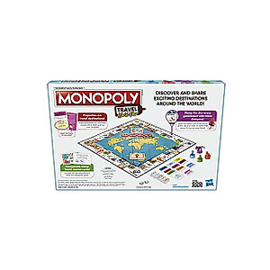 Hasbro Gaming Monopoly World Tour Board Game with Token Stampers and Dry-Erase Gameboard for Family Game Night