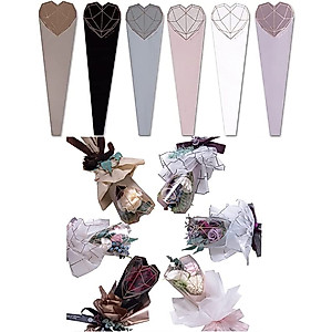 JOSON 24Pcs/6 color flower packaging bag single rose flower bag waterproof material simple diamond heart shape gift packaging