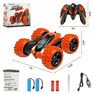 GaHoo Remote Control Car,2.4GHz Electric Race RC Stunt Car, Double Sided 360°Flips Rotating Vehicles with LED Headlights,4WD High Speed Off Road Truck Kids Toys for 3 4 5 6-12 Year Old Boy Girl Teens