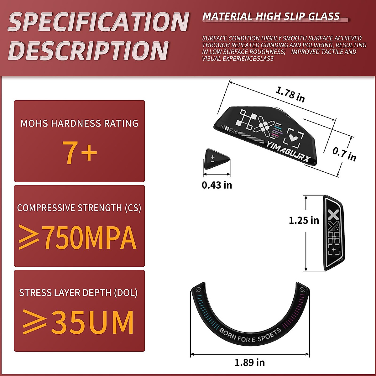 YIMAGUJRX Mouse Feet Glass Mouse Skates,Fastest and Smoothest Mouse Feet/Skates,Fast Start,Precise Positioning,Glass Mouse Feet Pads for Logitech G 502 Lightspeed Wireless (Black Print)