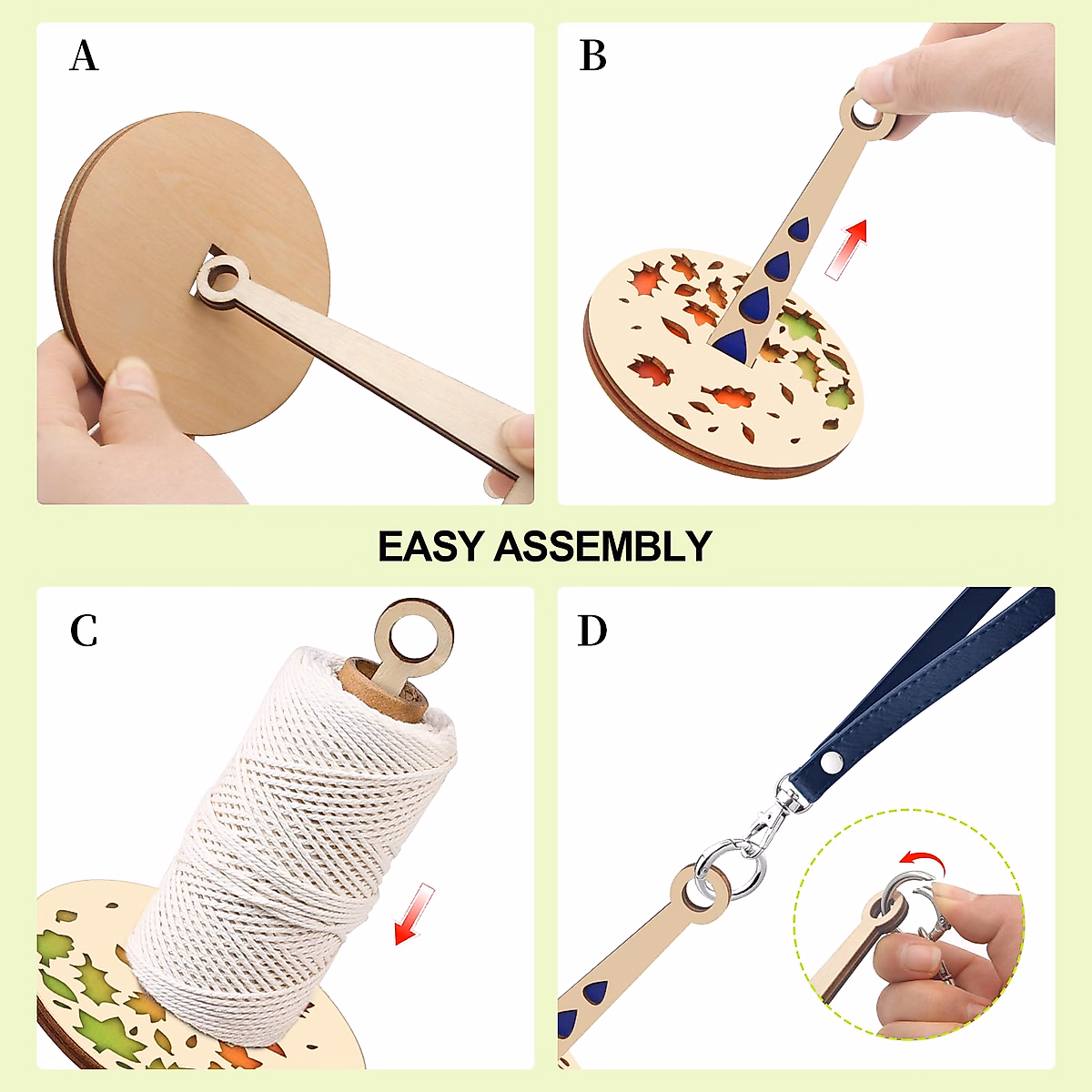 1 Set Portable Wrist Yarn Holder, Wood Wrist Yarn Holder with Leather Wristband, Yarn Holder for Crocheting, Crocheting Gift for Craft Lover