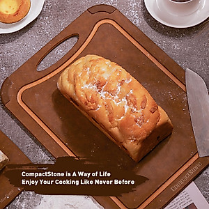 CompactStone Cutting Board with Non-Slip Feet and Juice Groove for Kitchen, Wood Fiber Composite, 17.3-Inch by 12.8-Inch, Brown