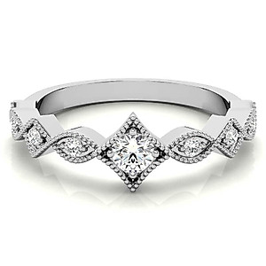 Excellent Round Brilliant Cut 0.16 Carat, Moissanite Diamond Promise Band, Prong Set, Eternity Sterling Silver Band, Valentine's Day Jewelry Gift for Her, Customized Band (4.5)