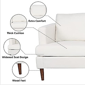 MIYZEAL Accent Chair, Tufted Upholstered Sofa Chair Comfy Armchair with Thick Cushion and Wood Legs, Mid-Century Modern Single Chairs for Compact Space Living Room Bedroom (White)