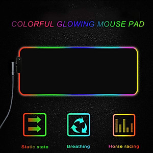 Personalized RGB LED Extended Gaming Mouse Pad Make Your Own Customized Large Gaming Mousepad Custom Keyboard Mouse Mat for Office Dorm Personalised Gifts Presents for Gaming Lovers, 35.4x15.7 in