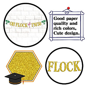 Oh Flock I'm 50 Banner, Glitter Happy 50th Birthday Anniversary Party Decorations, Pineapple Party Decor, Hawaiian Luau Tropical Aloha 50 Theme Party Photo Props