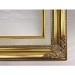 TP Picture Frame (No Glass and Backing)- Classic Gold Ornate Wood/Gesso with Linen Liner- Antique Style, Baroque, Vintage Look (16x20)