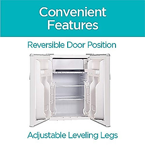 BLACK+DECKER BCRK25W Compact Refrigerator Energy Star Single Door Mini Fridge with Freezer, 2.5 Cubic Ft., White