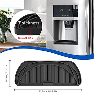 Silicone Refrigerator Drip Catcher Tray - Hvatry Water Dispenser Drip Tray Protection Pad - Anti-Slip, Cuttable, Dishwasher Safe - Keep Your Fridge Clean and Tidy - Black, 2 Packs