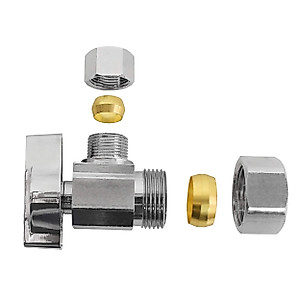 Heavy Duty 1/4 Quarter Turn Angle Shut Off Valve Squared Body 1/2 in. NOM Comp Inlet x 3/8 in. OD Compression Outlet Chrome Plated Brass (5 Pack)