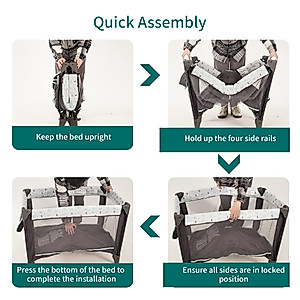 Pamo babe Portable Playard, Baby Playpen for Toddlers with Mattress and Carry Bag(Grey)