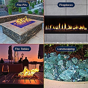 Kenai Blue - Fire Glass Blend for Indoor and Outdoor Fire Pits or Fireplaces | 10 Pounds | 1/2 Inch