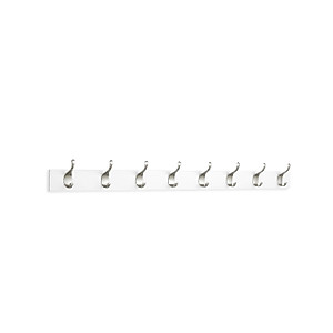 Amazon Basics Wall Mounted Modern Coat Rack, 8 Hooks, White