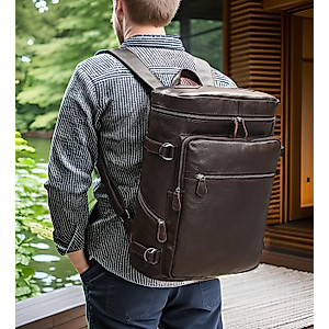 Nikki and Max Genuine Leather Backpack for Men, Vintage Luxury Laptop Backpack for Office Travel Backpack Bag Men's Daypack (Brown)