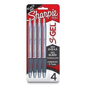 SHARPIE S-Gel, Gel Pens, Medium Point (0.7mm), Frost Blue Body, Black Gel Ink Pens, 4 Count