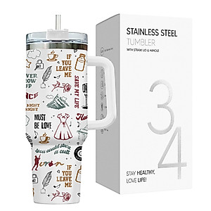 34HD Gifts for Women, Stainless Steel Tumbler with Lid, Coffee Travel Mug, Double-Wall Vacuum Insulated Tumbler, Leak Proof Drinking Cup, Male Singer Tumbler