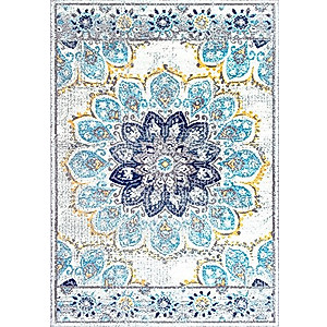 nuLOOM Kiyoko Vintage Floral Area Rug, 8' x 10', Blue