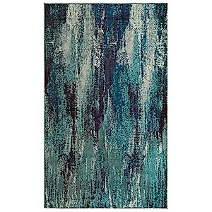 Unique Loom Jardin Collection Colorful, Vibrant, Abstract Watercolor Area Rug, 5' 1" x 8' Rectangle, Blue/Gray