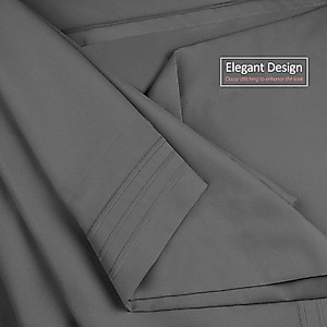 Nestl Full Size Sheet Sets - 6 PC Soft Microfiber Deep Pocket Full Sheet Set - Shrinkage and Fade Resistant Bedding Sheets & Pillowcases - Full, Dark Gray