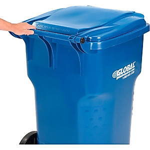 Global Industrial Mobile Heavy Duty Trash Container, 65 Gallon, Blue