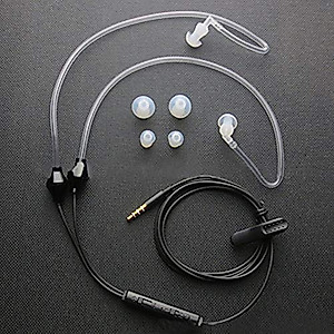 RICH IStereo Ear Headphones,Air Tube Anti-Radiation Headsets Earphone,in Ear Stereo Noise Isolating Anti-Radiation Earbuds with Microphone for Mobile Phone Black