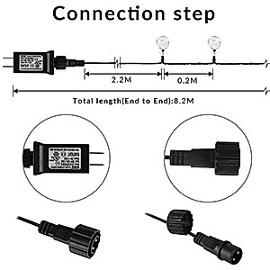 koopower 15ft String Lights 30 Crystal Ball LED Plug in with Remote (Timer, 8 Modes, Dim+-) for Garden Patio Yard Home Christmas Parties Wedding (Warm White)