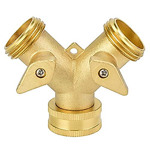 TOPINCN 3/4 Inch Double Outlet Water Pipe Fitting Brass Ball Valve Hose Fitting for Garden