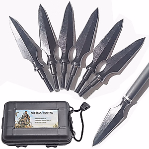 AMEYXGS 200 Grain Broadheads Traditional Hunting Arrowhead Archery Metal Arrow Tips Screw-in Arrow Heads with Box for Compound Bow Recurve