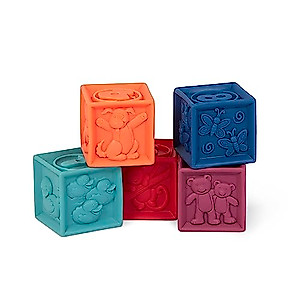 B. – Baby Blocks – Stacking & Building Toys for Babies – 10 Soft & Educational Blocks – Numbers, Shapes, Colors, Animals – 6 Months + – One Two Squeeze