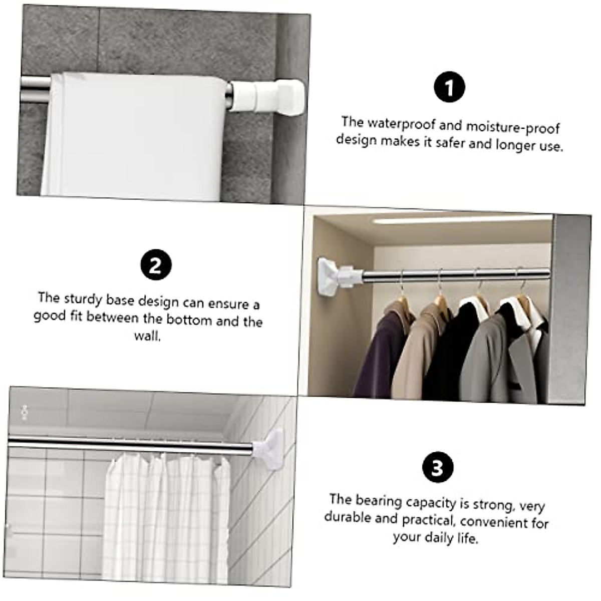 Cabilock 1pc Hole-free Telescopic Rod Retractable Curtain Rod Adjustable Curtain Rod Spring Curtain Rods Adjustable Closet Rod Tension Curtain Rod Shower Rod Tension Stainless Steel White