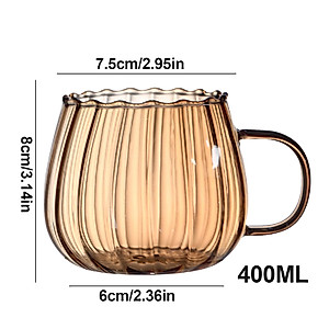 Halloween Pumpkin Mugs, Pumpkin Shaped Clear Coffee Mug With Handle, Drinking Glasses for Hot or Cold Drinks like Cocoa, Milk, Tea, Creative Coffee Mug Glass for Milk Household Water Cup Soup Cup