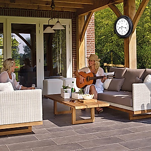 12 Inch Indoor Outdoor Clock Waterproof with Thermometer Retro Wall Clocks for Patio Pool Garden Home,Bronze