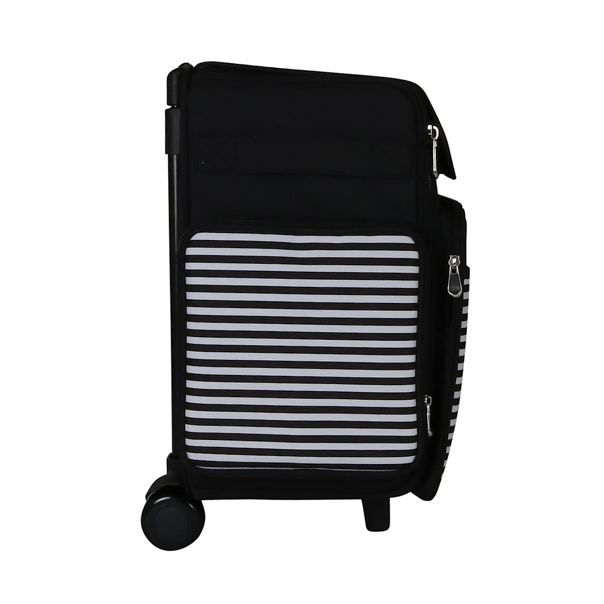 Everything Mary Rolling Craft Bag, Black & White Stripe - Papercraft Tote with Wheels for Scrapbook & Art Storage - Organizer Case for IRIS Boxes, Supplies, and Accessories - for Teachers & Medical