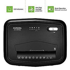 Aurora AU1230MA Professional Grade 12-Sheet Micro-Cut Paper and CD/Credit Card Shredder/ 10 Minutes Continuous Run Time
