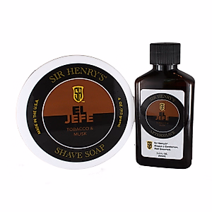 Sir Henry's El Jefe Shave Soap & Aftershave Combo. Tobacco & Musk. Smooth & Sooth