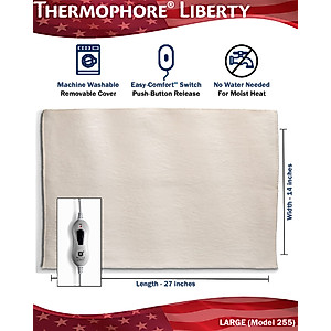 Assembled in The USA- Thermophore Liberty Plus - Moist Heating pad for Arthritis, Back, Neck, Shoulder Pain and Cramps Relief - Electric with auto Shut Off, Large 14" x 27"