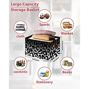 Large Capacity Storage Bins Ombre Leopard Print Black White Gradient Storage Cubes, Collapsible Storage Baskets for Organizing for Bedroom Living Room Shelves Home 15x11x9.5 In