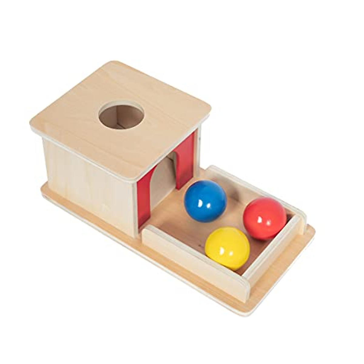 Adena Montessori Full Size Object Permanence Box with Tray Three Balls Montessori Toys for 6-12 Month Infant 1 Year Old Babies Toddlers