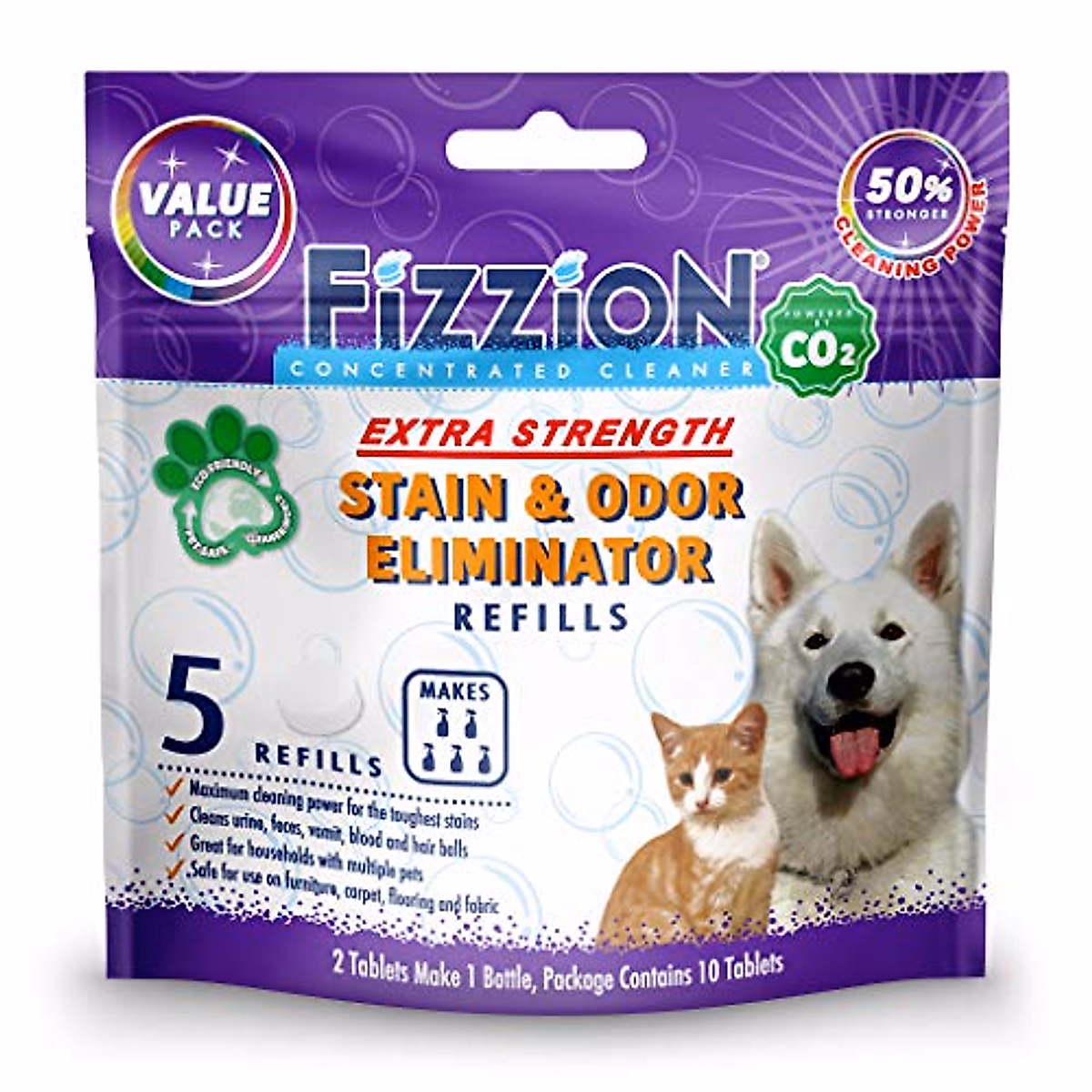 Fizzion Pet Stain and Odor Extra Strength Eliminator (10 Tablets, Extra Strength)