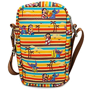 Disney Bag, Crossbody, Lilo and Stitch, Poses Stripe Multi Color, Vegan Leather