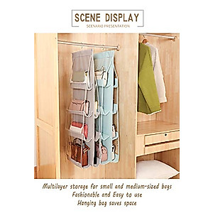 AARAINBOW 2 Packs Hanging Handbag Purse Organizer, Purse Bag Organizer Storage Hanging Bag Organizer for Closet Rack for Purses 8 Pockets Wardrobe Closet Space Saving, 41L*13.5W (B, 2 Gray)