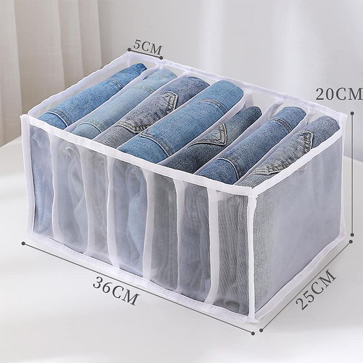 2PCS Wardrobe Clothes Organizer - Washable Drawer Clothes Organizer, Visible Clothing Organizer with compartments, Foldable Clothing Divider Bag. (White)