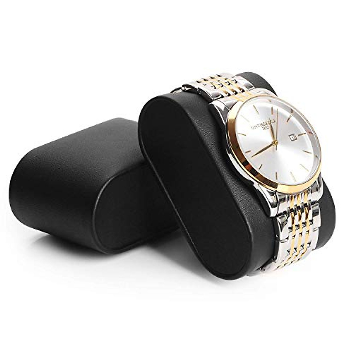 BEWISHOME Watch Box Organizer with Valet Drawer - Real Glass Top, Metal Hinge, Large Holder, Black Carbon Fiber Faux Leather - 10 Slots Watch Storage Case Jewelry Box for Men SSH14C