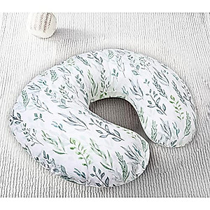 DILIMI Nursing Pillow Cover Stretchy Removable Cover for Breastfeeding Pillows, Ultra Soft Comfortable Slipcover for Baby Girl and Boy, Green Leaf