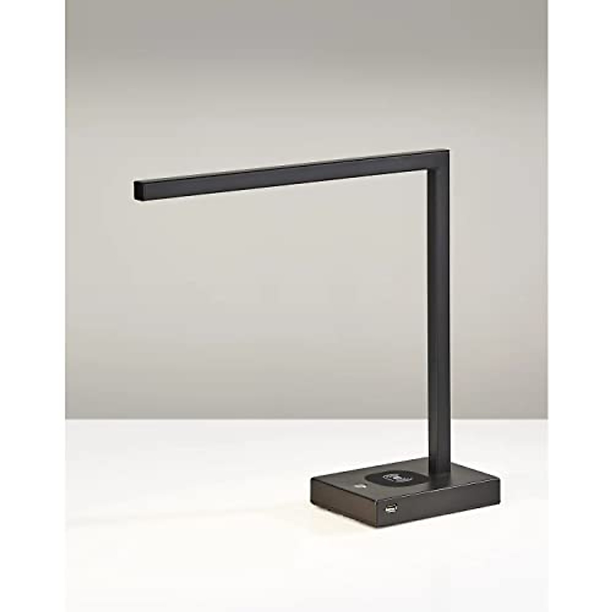 Adesso 4220-01 Aidan LED Desk Lamp Wireless Charging, 7W LED, 5W QI, USB Port, Indoor Lighting Lamps , Black