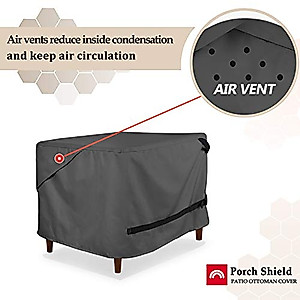 Porch Shield Patio Ottoman Cover - Waterproof Outdoor Square Side Table Covers – 22L x 22W x 18H inch, Black