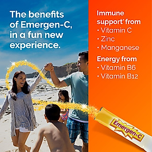 Emergen-C Crystals, On-The-Go Immune Support Supplement with Vitamin C, B Vitamins, Zinc and Manganese, Orange Vitality - 56 Stick Packs