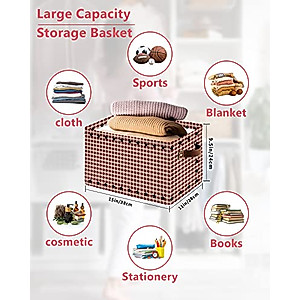 Country Star Storage Basket Waterproof Cube Storage Bin Organizer with Handles, Farmhouse Red Buffalo Plaid Rustic Collapsible Storage Cubes Bins for Clothes Books Toys 15"x11"x9.5"